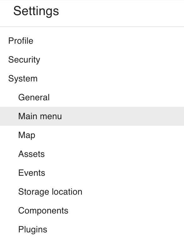 Main menu settings